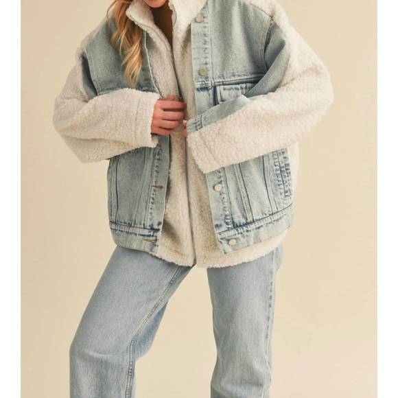 AEMI + CO | Jackets & Coats | New Aemi Co Doro Jacket In Denim White ...